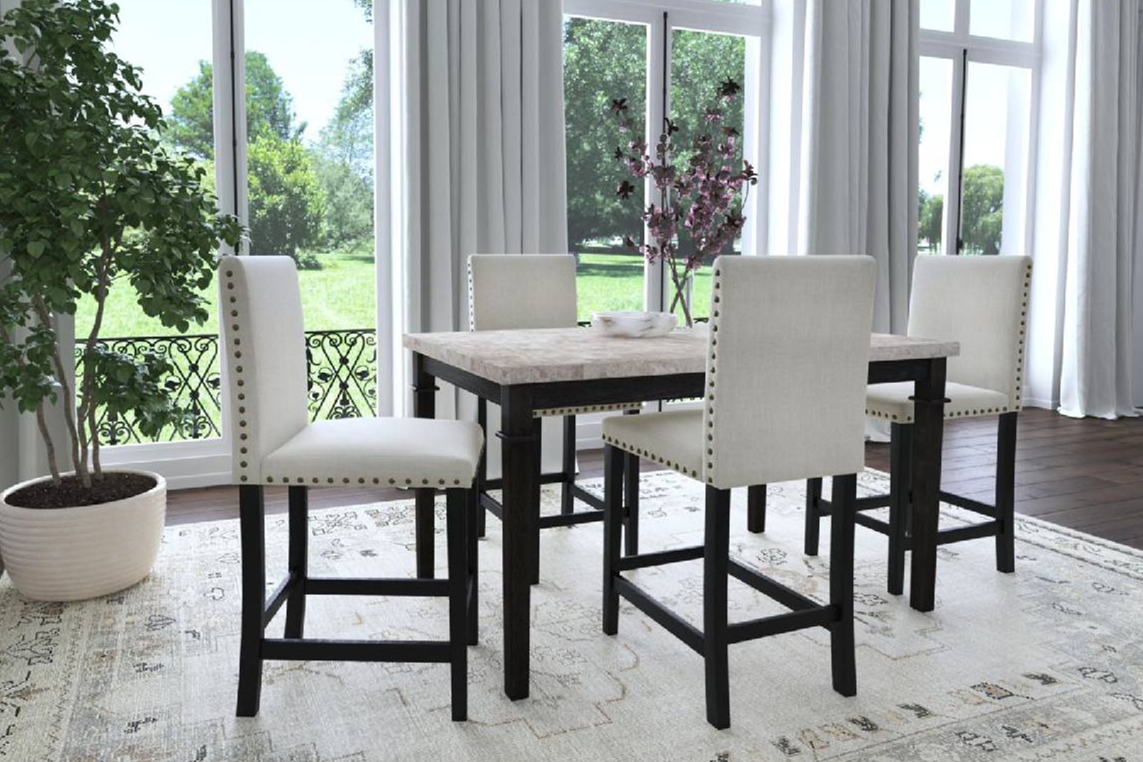 Greystone Cntr Dining Table W/4Chair Set