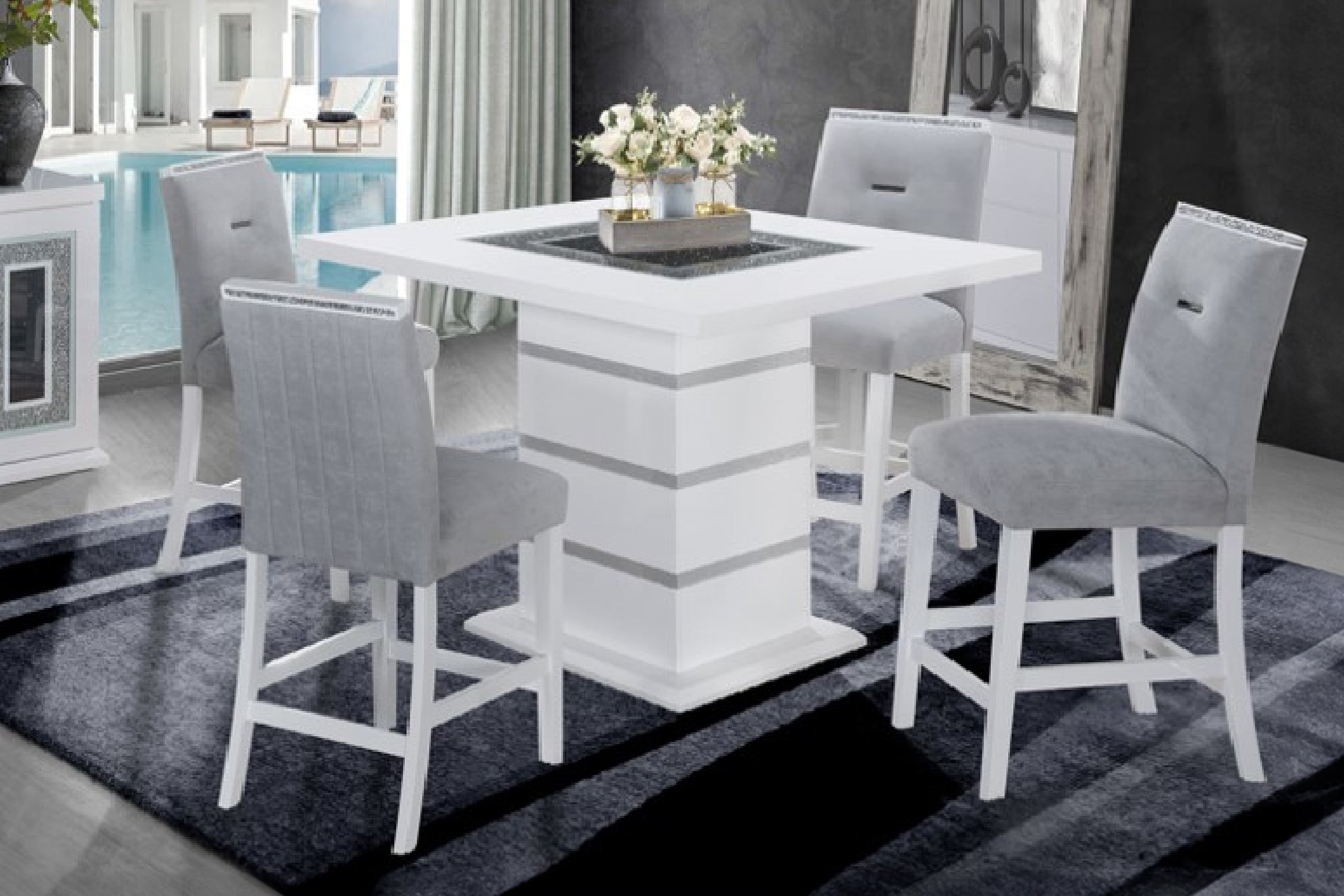Monaco Dining Table W/4 Stool